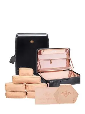 ROYCE & ROCKET The Castle Classic Full Set Luggage - Black/cloud Pink