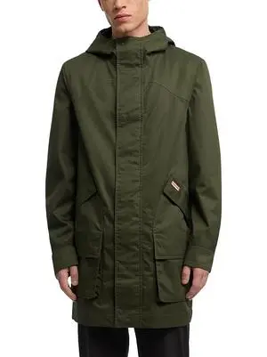 Hunter Coated Cotton Hooded Rain Jacket - Hunter Green