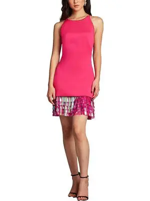 Tadashi Shoji Neoprene Sequin Fringe Mini Dress - Pink