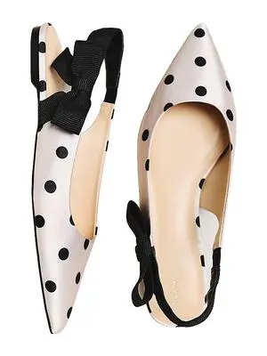 Maeve Side-Bow Slingback Flats Polka Dot