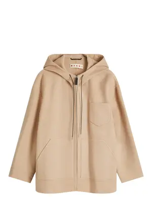 Marni Double-face Wool Cashmere Hooded Parka Jacket - Light Camel