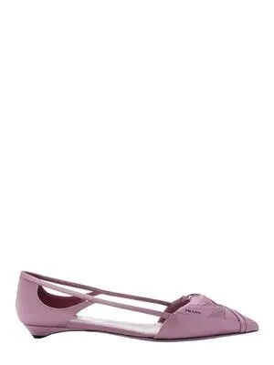Prada Satin Pointed-toe Ballerina Flats - Pink