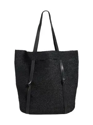 Janessa Leoné Tanner Raffia Tote Bag - Black