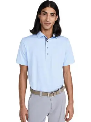 Greyson Saranac Striped Polo - Wolf Blue