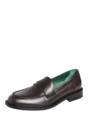 VINNY'S Townee Penny Loafers - Leather Dark Brown