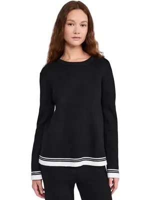 English Factory Contrast Stripe Knit Top - Black/ivory