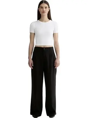 Everlane Wide Leg Pleated Trousers - Black