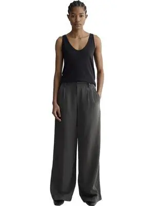 Everlane Wide Leg Pleated Trousers - Graphite