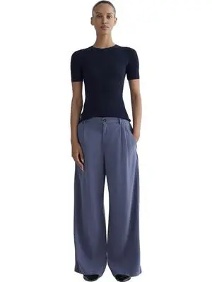 Everlane Wide Leg Pleated Trousers - Indigo