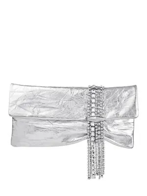 JIMMY CHOO Zandra Vintage Metallic Leather Clutch Bag - Silver/silver