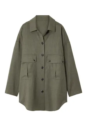 FORTELA Oversized Wool-blend Overshirt - Green