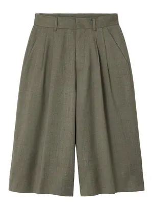 FORTELA Fortela Pleated Wool-Blend Shorts Army Green