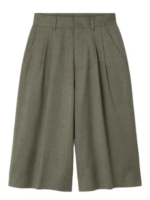 FORTELA Pleated Wool-blend Shorts - Green