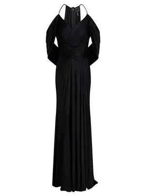 Huishan Zhang Bernice Draped Gown - Black
