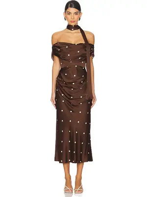 Lpa Luisa Midi Dress - Brown & Cream Dot