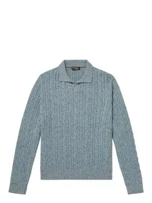 Loro Piana Cable-knit Cashmere Polo Sweater - Blue
