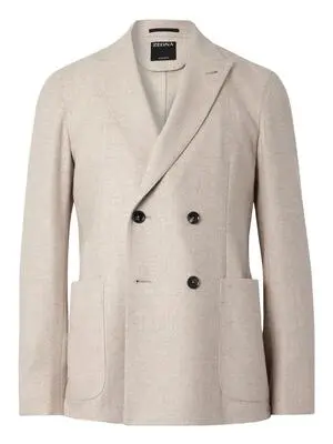 Zegna Unstructured Wool And Cashmere-blend Blazer - Neutrals