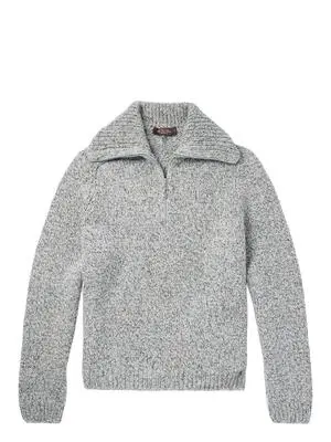 Loro Piana Alpe Meggiana Cashmere Half-Zip Sweater Gray