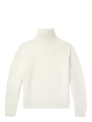 LORO PIANA Corno Bianco Cashmere Rollneck Sweater