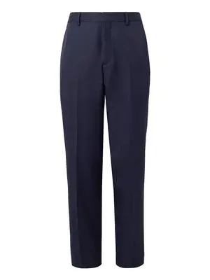 Loro Piana Jarno Straight-leg Wool And Cotton-blend Twill Trousers - Blue