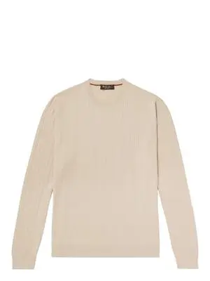 Loro Piana Riva Valdobbia Ribbed Virgin Wool Sweater - Neutrals