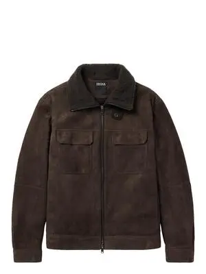 Zegna Shearling Trucker Jacket - Brown