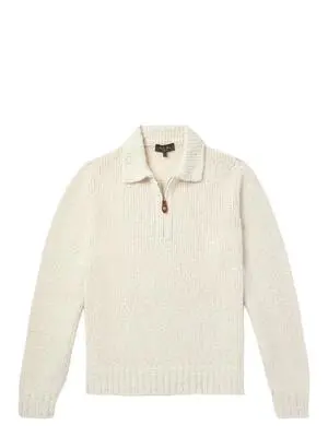 Loro Piana Folecchio Cashmere And Silk-blend Half-zip Sweater - Neutrals