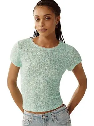 Maeve Maeve Sequin T-Shirt Aqua Cloud