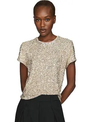 Maeve Maeve Sequin T-Shirt Ivory