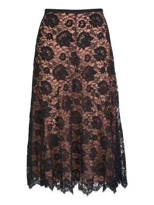 Michael Kors Floral Lace Midi Skirt - Black