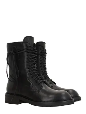ANN DEMEULEMEESTER Lace-up Leather Boots - Black