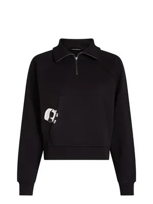 Karl Lagerfeld Ikon Peak-a-boo Half-zip Sweatshirt - Black