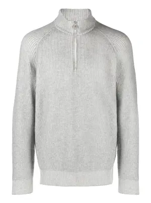 BRUNELLO CUCINELLI Brunello Cucinelli Zip-Up Ribbed Turtleneck Jumper