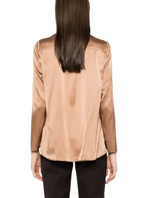 BLANCA VITA Satin Blouse - Brown