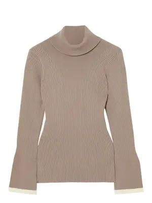 Varley Ravena Ribbed-knit Turtleneck Top - Neutrals
