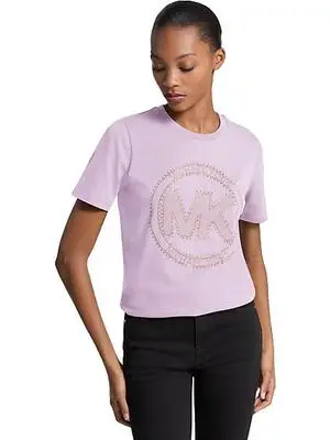 Michael Kors Studded Logo Charm Organic Cotton Jersey T-shirt - Purple