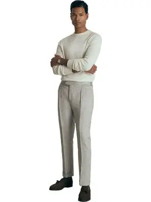 REISS Gallo Atelier Wool Trousers - Grey Melange