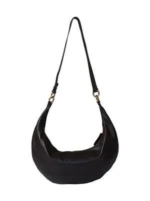 HYER GOODS Leather Convertible Hobo Ring Bag - Black Gold