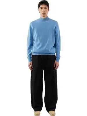 Gobi Cashmere Essential Mock Neck Cashmere Sweater - Azure Blue