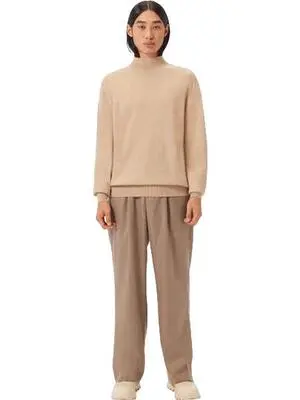 Gobi Cashmere Essential Mock Neck Cashmere Sweater - Beige