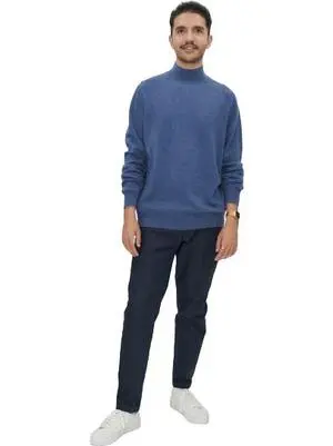 Gobi Cashmere Essential Mock Neck Cashmere Sweater Bijou Blue