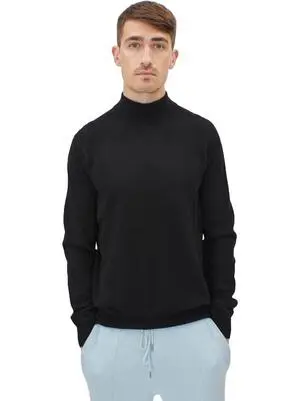 Gobi Cashmere Essential Mock Neck Cashmere Sweater Black