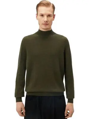 Gobi Cashmere Essential Mock Neck Cashmere Sweater Capulet Olive