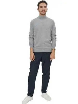 Gobi Cashmere Essential Mock Neck Cashmere Sweater - Vapor Blue