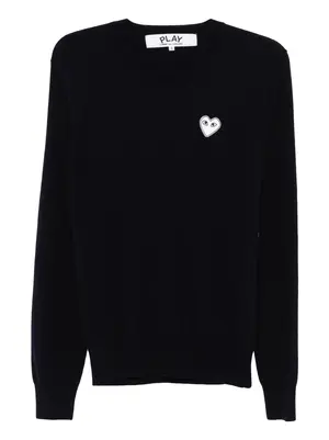 Play Comme Des Garcon Heart-embroidered Sweater - Blue