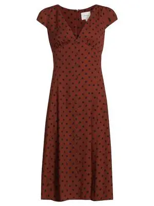 REFORMATION Wilda Polka-dot Dress - Fig Jam Dot