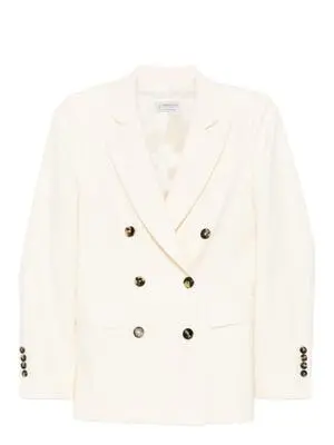 Alberto Biani Wool Double Breasted Jacket - White