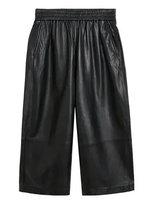 HERSKIND Eagle Leather Cropped Trousers - Black