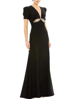 Mac Duggal Ieena Embellished Cutout Gown - Black