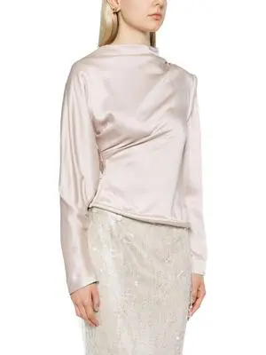 Victoria Beckham Crepe Satin Blouse - Pink